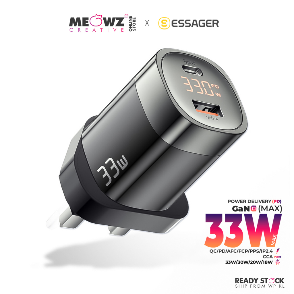 Essager 33W GaN USB C Charger PD Fast Charging with Digital Display for ...