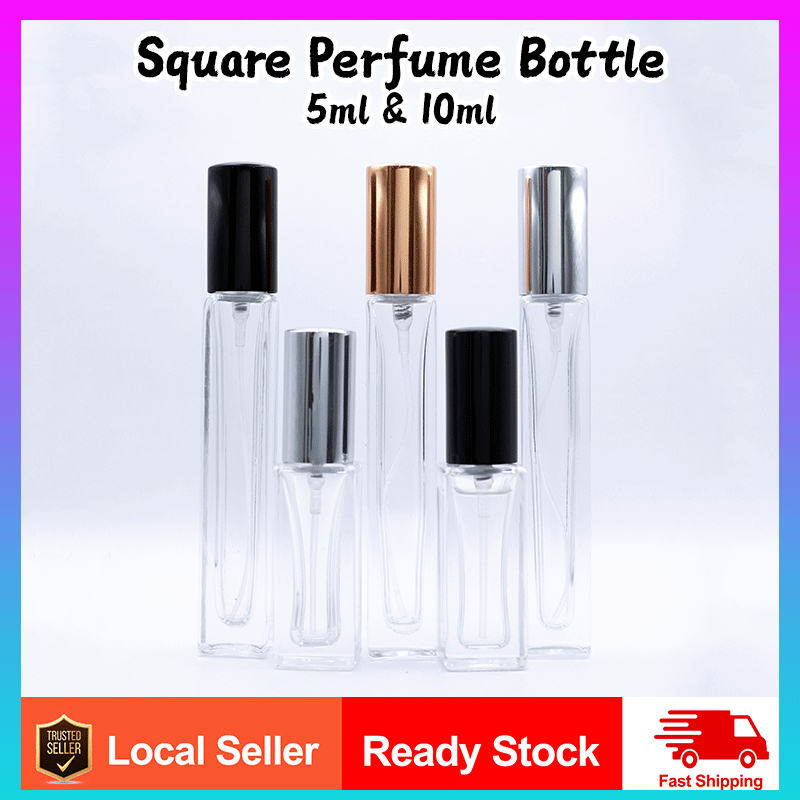 10ml 5ml Botol Petak Thick Glass Perfume Spray Bottle with Aluminium ...
