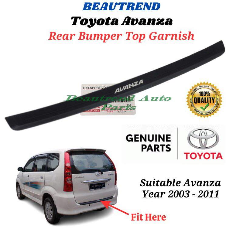 Toyota Avanza Rear Bumper Top Garnish Protector Moulding Step Plate ...
