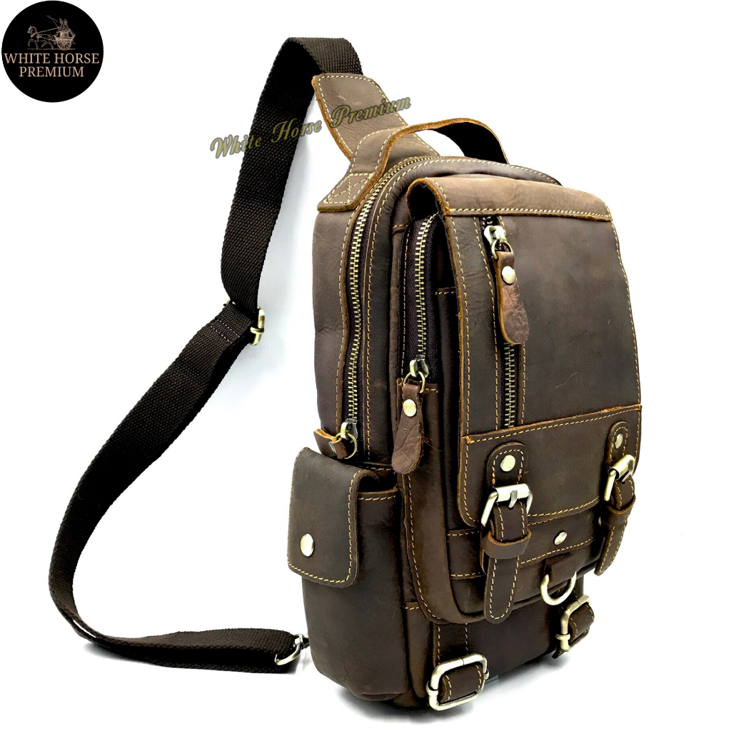 Full Cow Leather Chest Bag Men Beg Dada Cross body Bag Man Sling ...