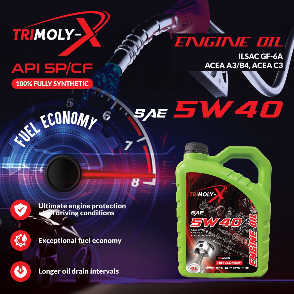 TRIMOLY-X TRIMOLYX 5W40 FULLY SYNTHETIC ENGINE OIL SP/CF 4L Car ...