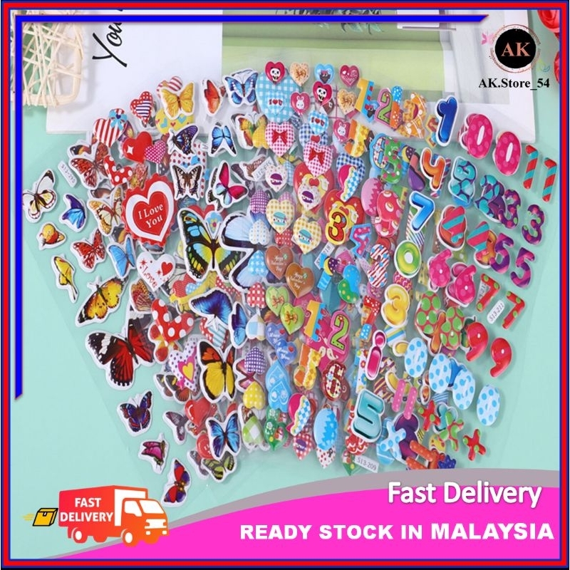 1pc 3D Cartoon Sticker Bubble Sticker 3D Foam Cartoon Stickers/Cartoon ...