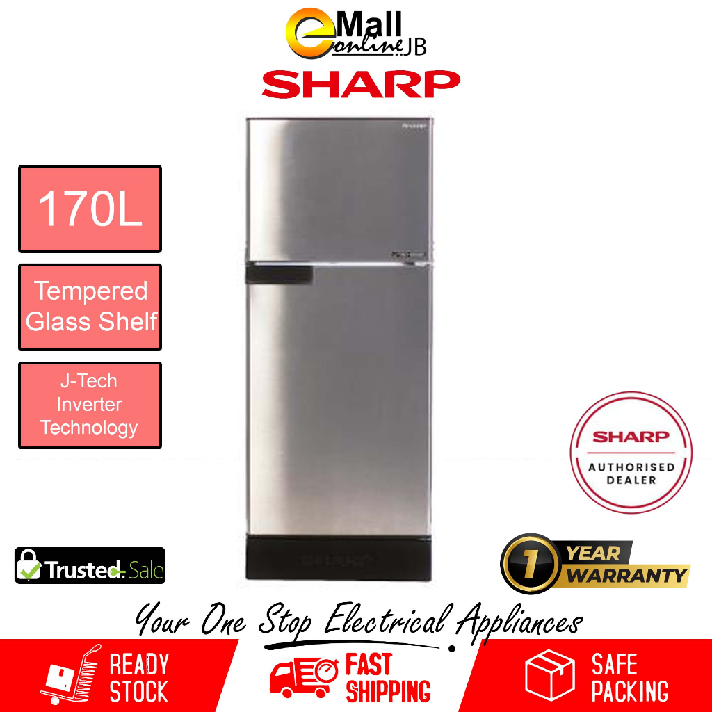 Sharp 170L 2 Door Top Freezer Fridge SJ189MS | Refrigerator | Peti ...