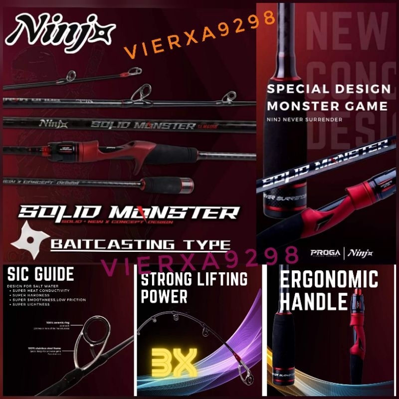 Ninja Solid Monster SIC Guide SLM &New Concept Solid Carbon Jigging Rod ...