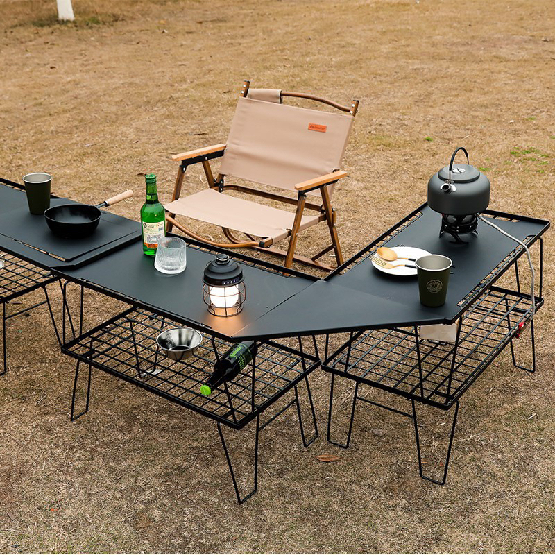 Outdoor Folding Mesh Table Bamboo Allegro Dining Table Camping Portable ...