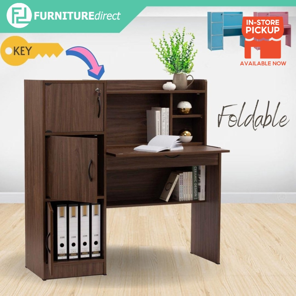 Furniture Direct FATIN 120cm Foldable study desk with shelf meja ...