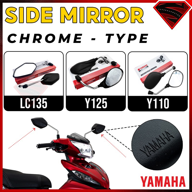 SIDE MIRROR YAMAHA Y15 LC135 NVX 155 SRL 115 SRL110 Y125 FZ150 EGO NOUVO AVANTIZ SOLARIZ BLACK ...