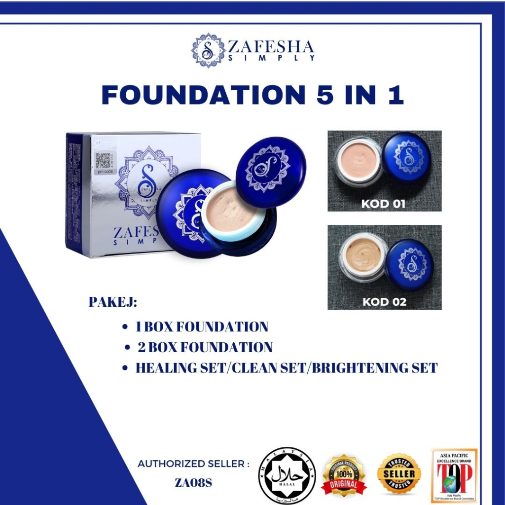 [ZA08s-READY STOCK & FREEGIFT BERGANDA🎁] ZAFESHA FOUNDATION 5 IN 1-KRIM ...