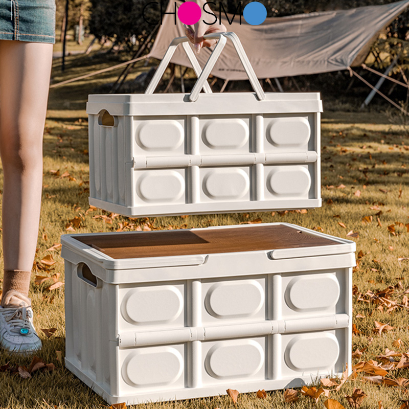Outdoor Multi-Functional Wooden Cover Storage Box With Handle Foldable ...