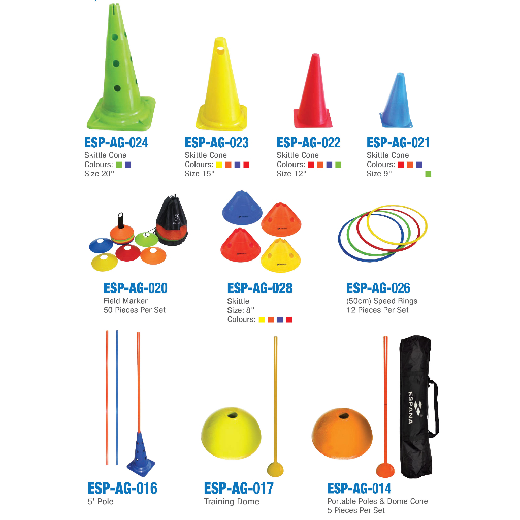 AGILITY EQUIPMENT Sports Accessories Skittle Cone Field Marker Speed ...
