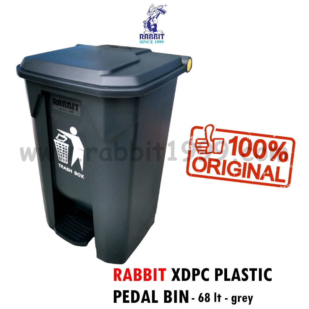 RABBIT XDPC PLASTIC PEDAL BIN - 68Lt - recycle step on pedal bin ...