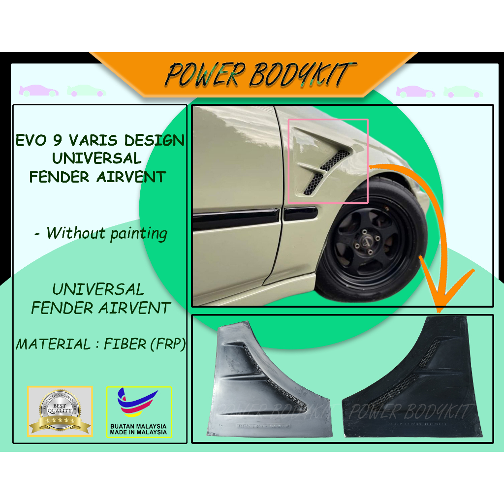 Evo 9 Varis Design Universal Fender Airvent Wira Evo 3 City Jazz Satria ...
