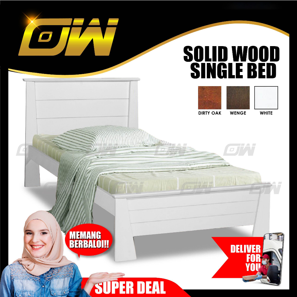 Fully Solid Wood Bed / Wooden Bed Bed / Adult Bedframe / Large Bed ...