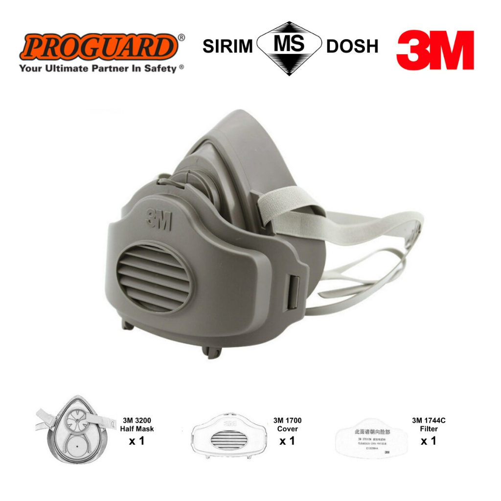 3M 3200 Half Face Respirator 3311k55 Organic Vapors Single Filter 3M ...