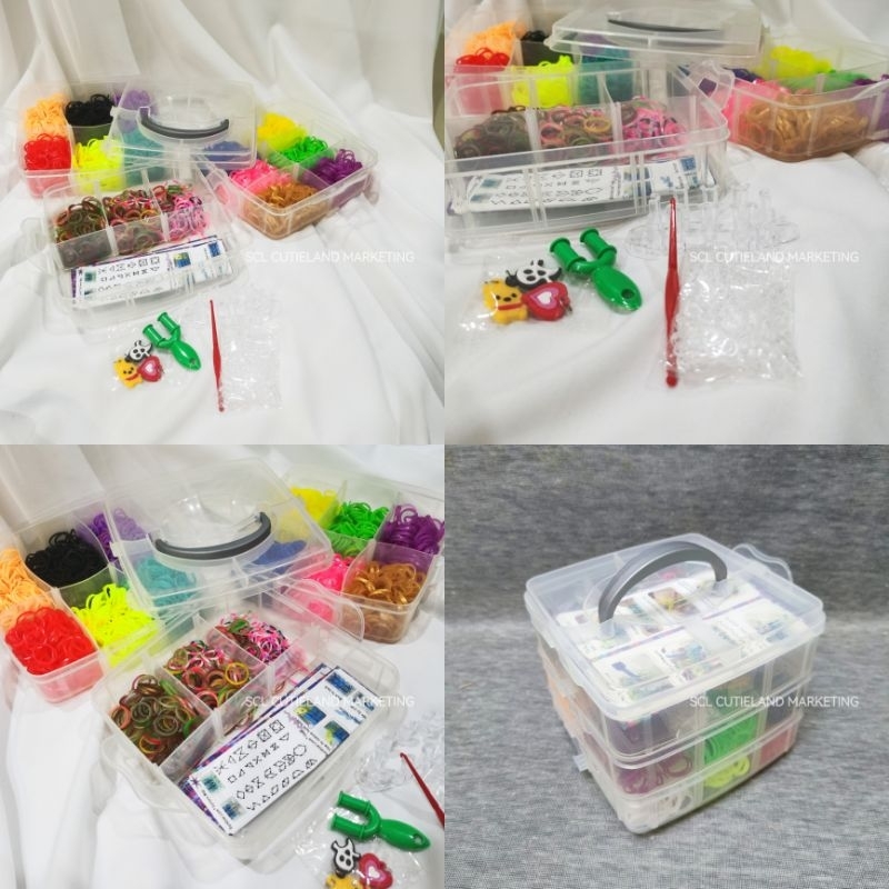 DIY - Family Game Rainbow Loom Band Set Storage Box Tali Tangan Rubber ...