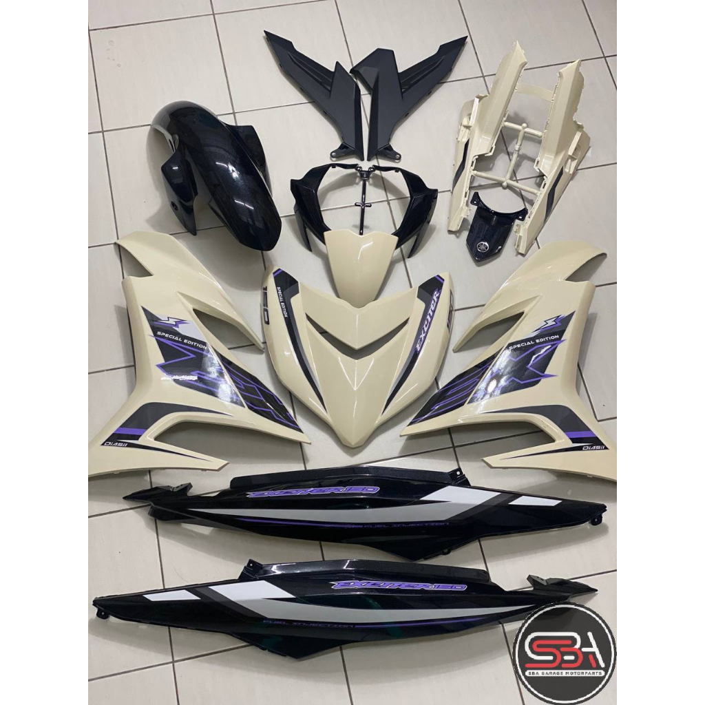 COVERSET BODYSET YAMAHA Y15 Y15ZR V1 V2 CREAMY WHITE - PURPLE EX EXCITER EDITION DOCTOR 028 SIAP ...