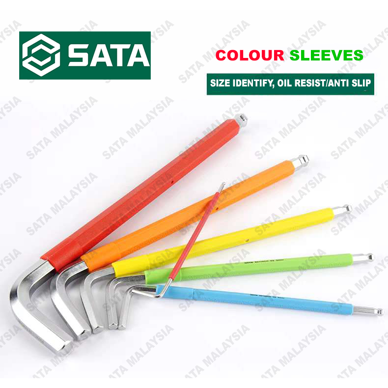 SATA Colour Series Extra Long Ball Point Hex Key Set Allen Key Set Ball ...