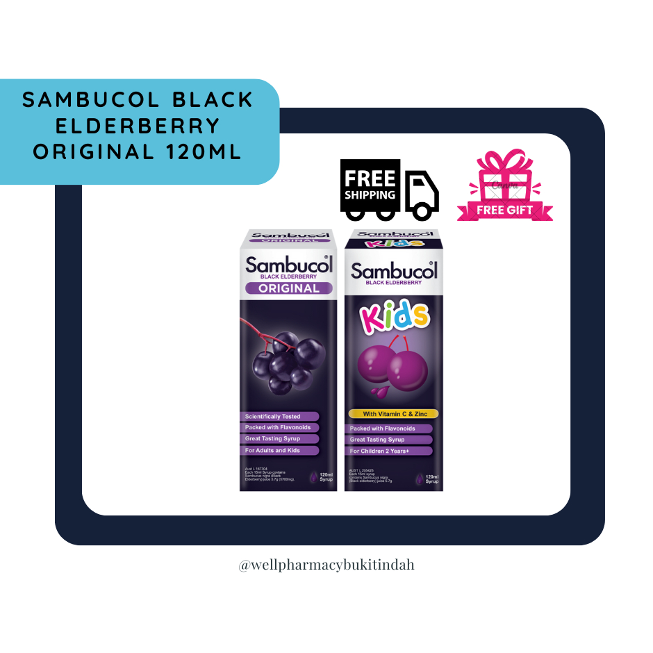SAMBUCOL BLACK ELDERBERRY ORIGINAL 120ML (ADULT/KIDS) | Shopee Malaysia