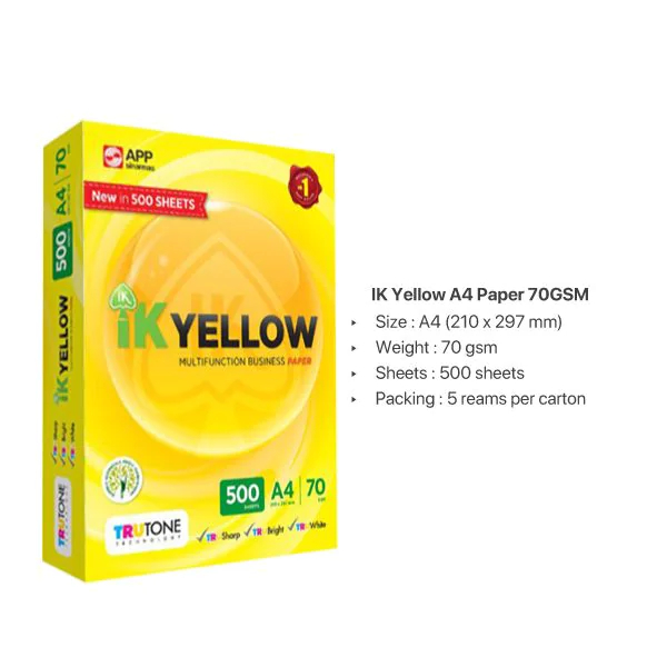 IK YELLOW A4 PAPER 70/80GSM(500 SHEET) | Shopee Malaysia