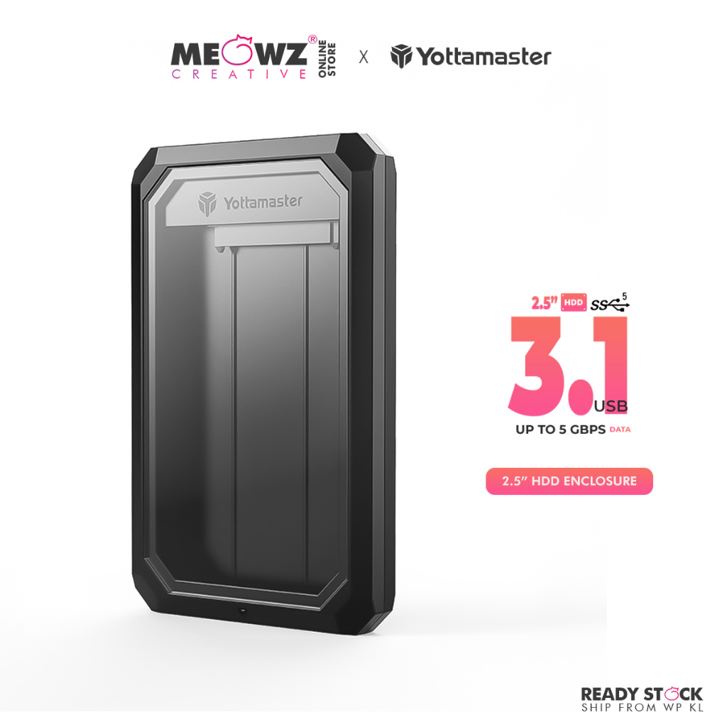 Yottamaster 2.5" Sata III Hard Drive Enclosure Transparent Design Quick ...