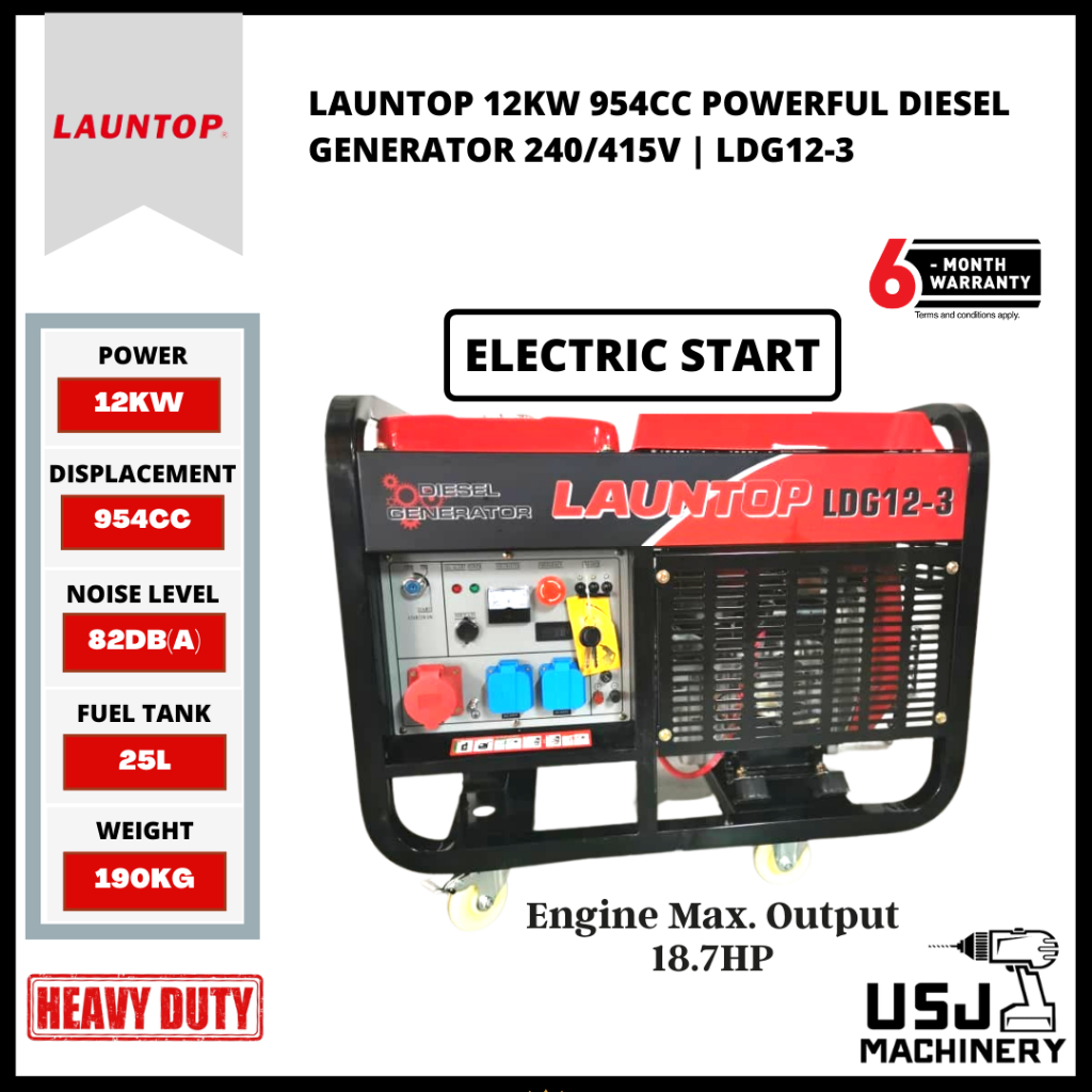 Launtop 12KW/12000Watt Powerful Diesel Generator 240/415V LDG12-3 ...