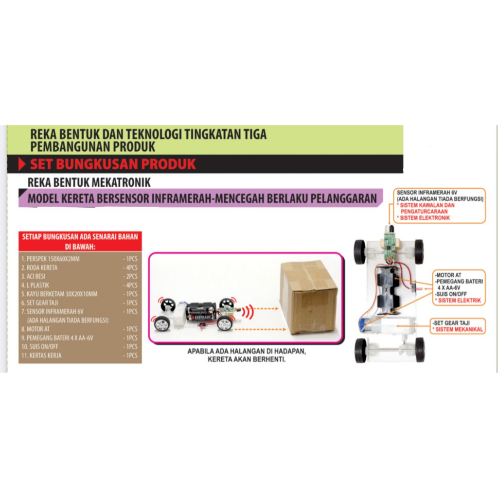 PROJEK RBT TINGKATAN 3 MODEL KERETA BERSENSOR INFRAMERAH (1SET ...