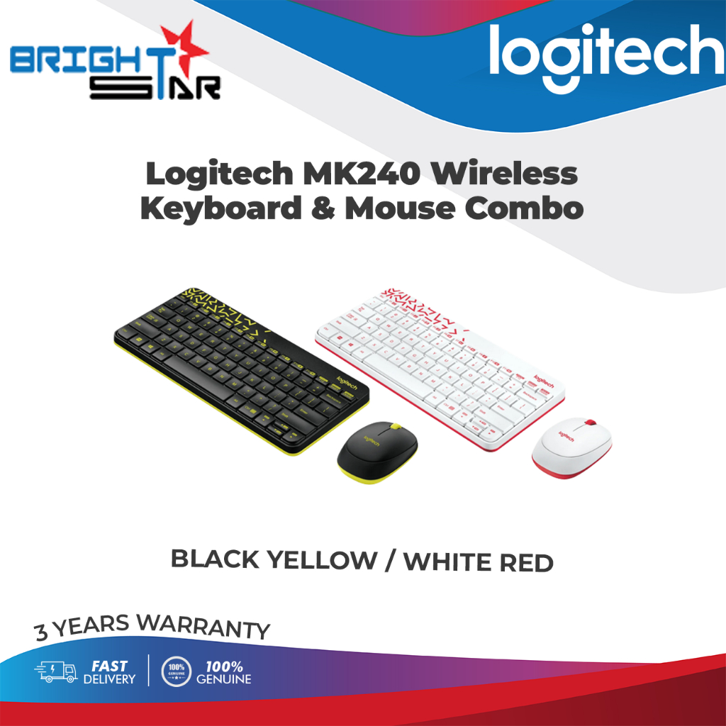 Logitech Mk240 Wireless Keyboard Mouse Combo Black Yellow White Red Shopee Malaysia