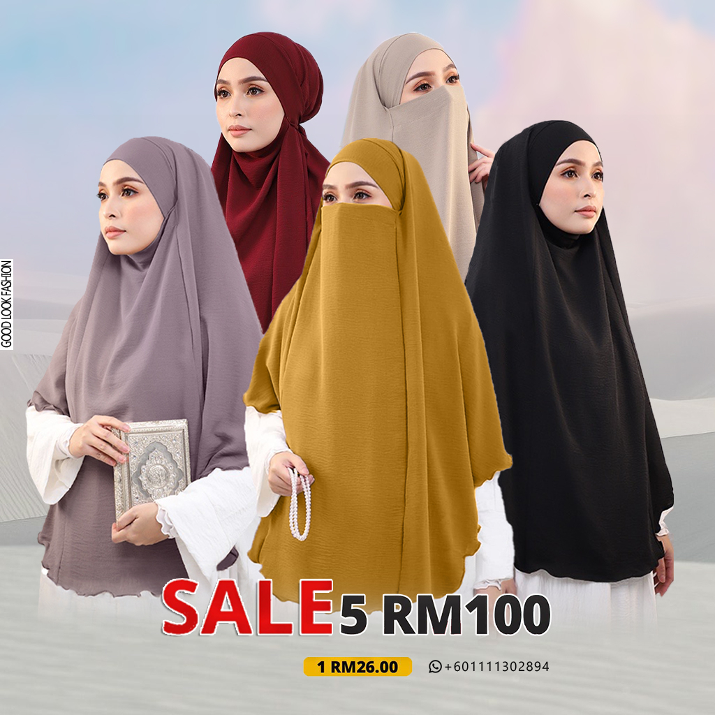 Khimar Sarung | Tudung Labuh Tali | Cotton CEY Best Material Ready For ...