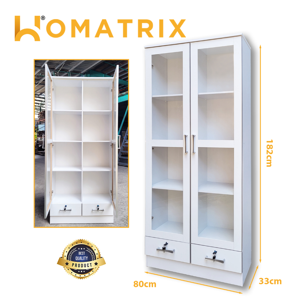 HOMATRIX Display Glass Cabinet Storage With Drawer Almari Kaca Rak ...
