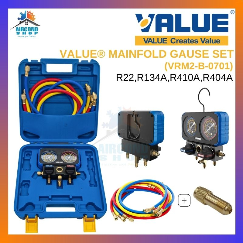 VALUE MANIFOLD GUAGE SET (VRM2-B-0701) Gas Meter R410/R32/R22/R134 Gas ...