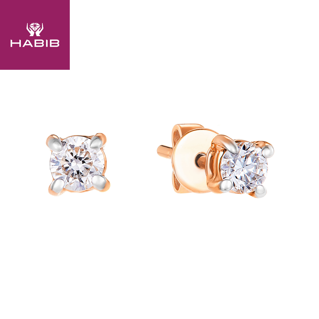 HABIB Round Diamond Stud Earrings In 375/9K Rose Gold 44902(9C)-9-RG ...