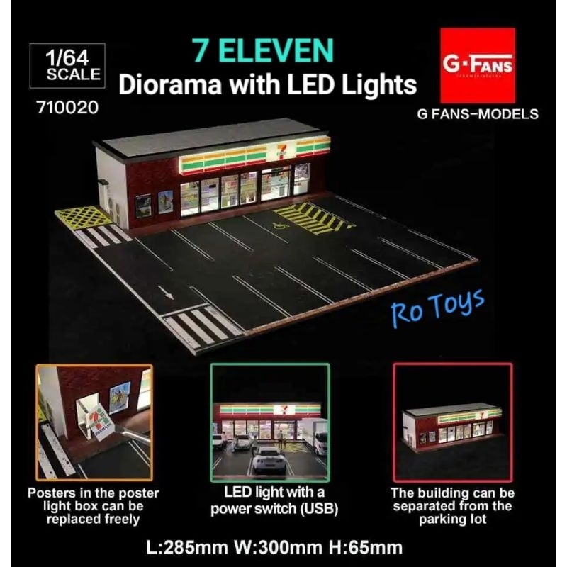 G-Fans Diorama For Scale 1:64 Miniatures with LED lights. 7E Starbucks ...