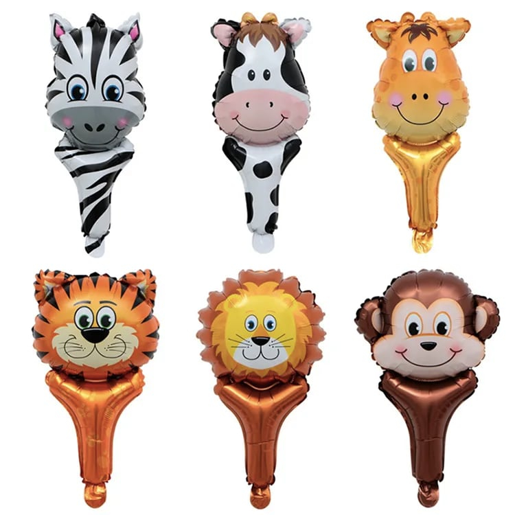 47cm Safari Animal Foil Balloon Hand Held Balloon Kids Birthday Party ...