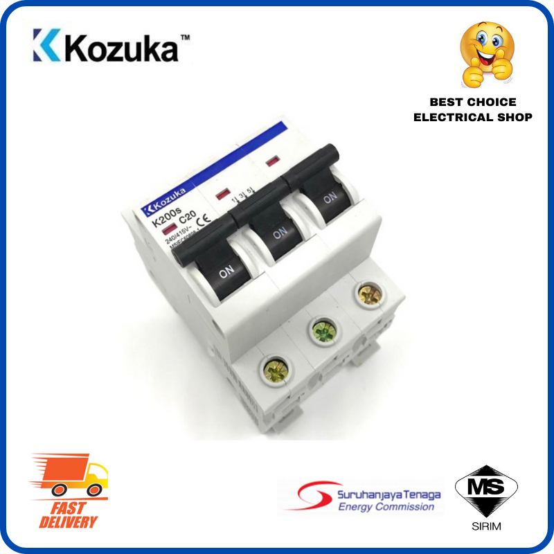 Kozuka 3 Pole MCB 20A/40A/63A (Sirim Approved) | Shopee Malaysia