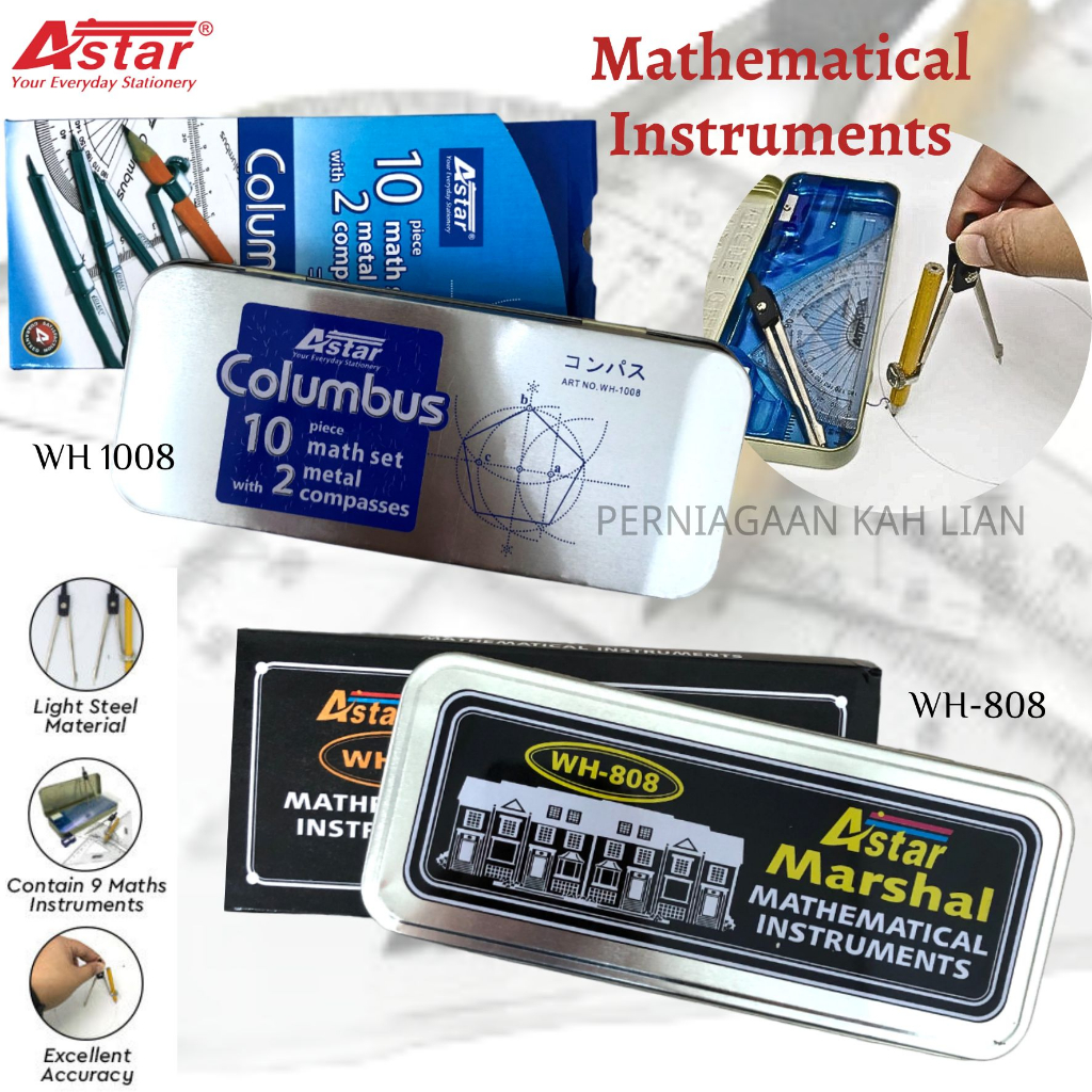 Astar Mathematical Instruments Set / Geometry Set / Math Set WH - 808 ...