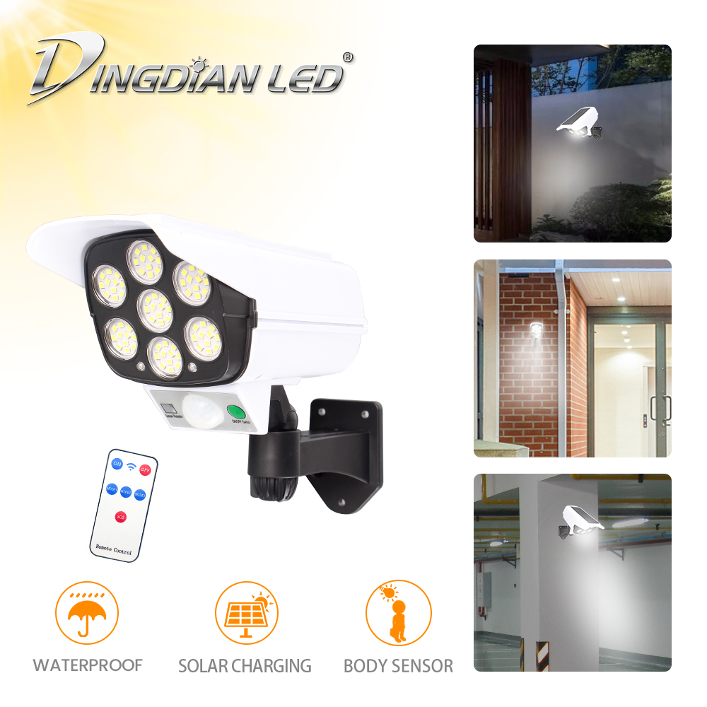 Dingdian LED Remote Solar LED Wall Lamp Waterproof Flood Light ...
