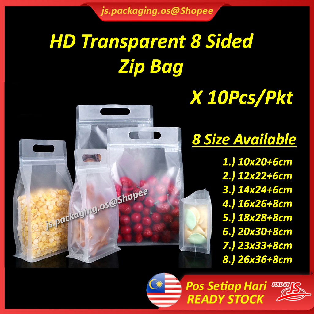 HD Transparent Eight Sided Ziplock Bag / Zip Bag Goodies Door Gift Bag ...