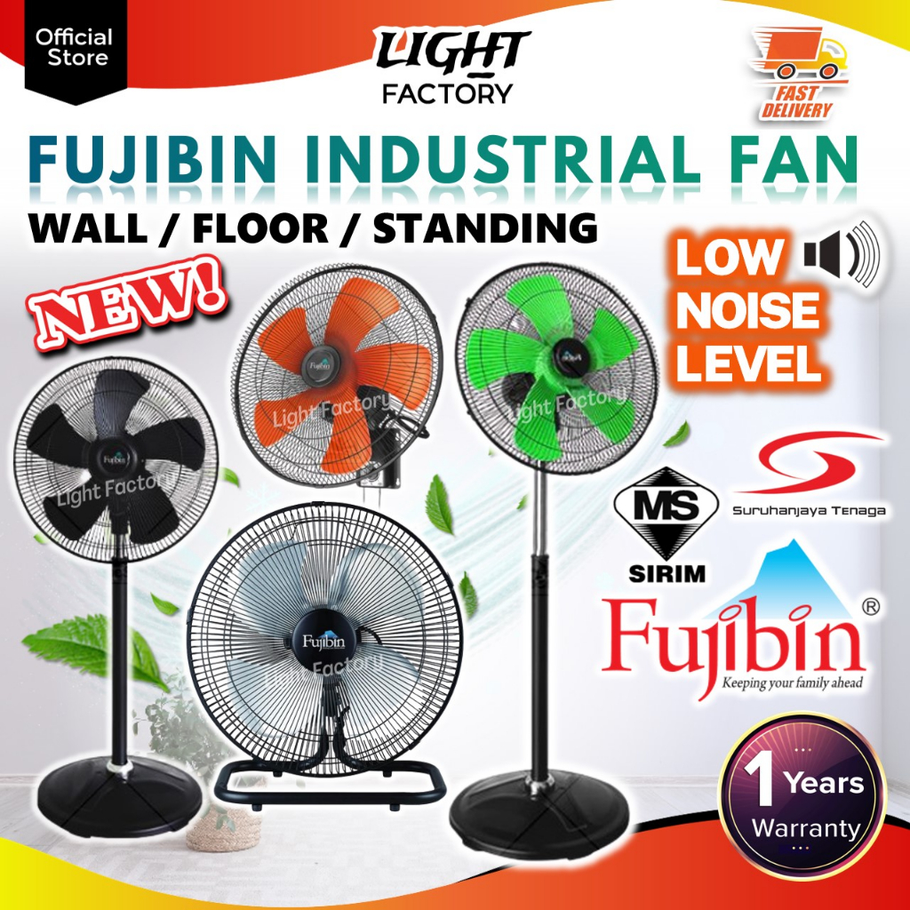 【SIRIM】FUJIBIN Heavy Duty Industrial Fan/ Wall Fan/ Floor Fan/ Stand ...