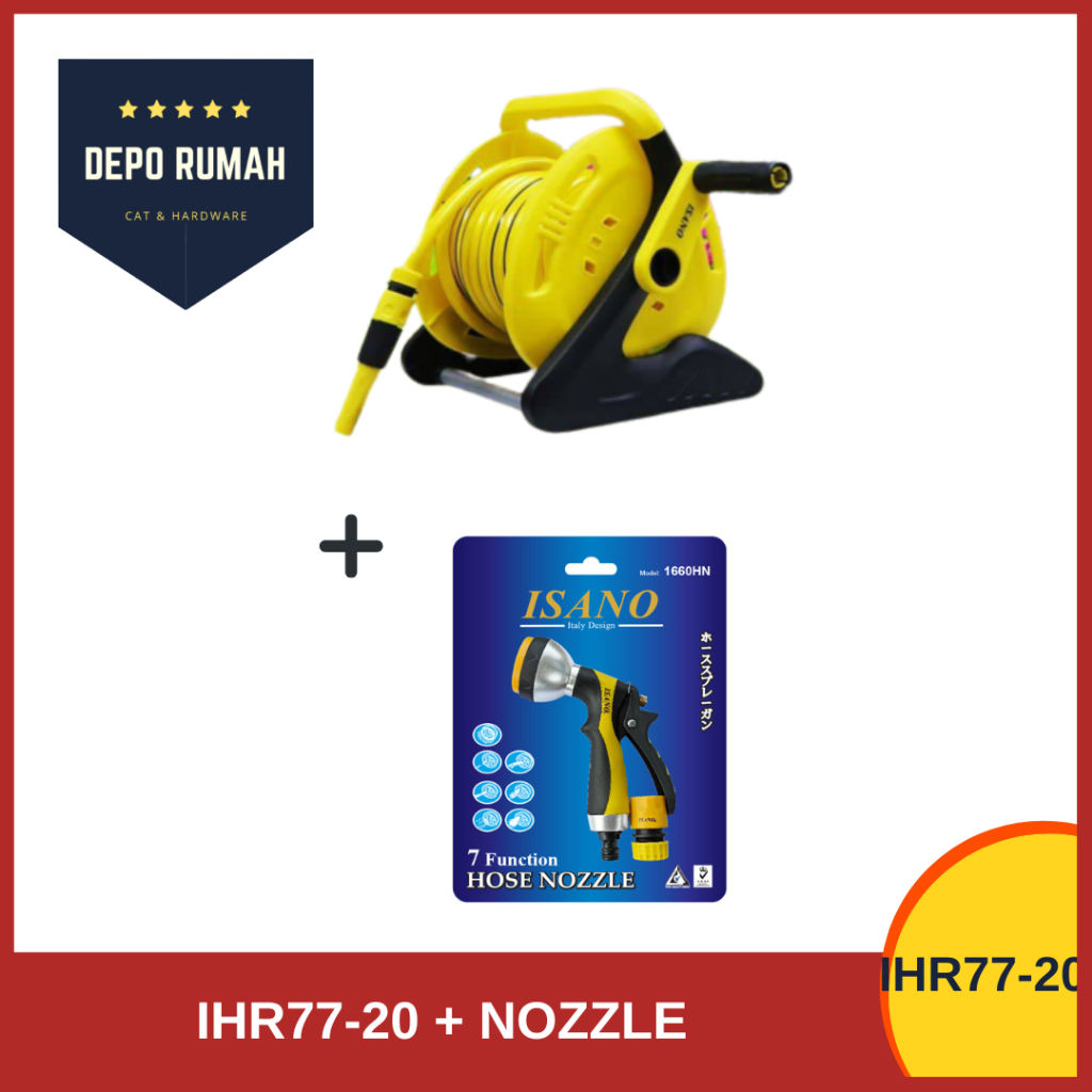 Isano IHR7720 Compact 20m Garden Hose Reel /Free Standing & Wall ...
