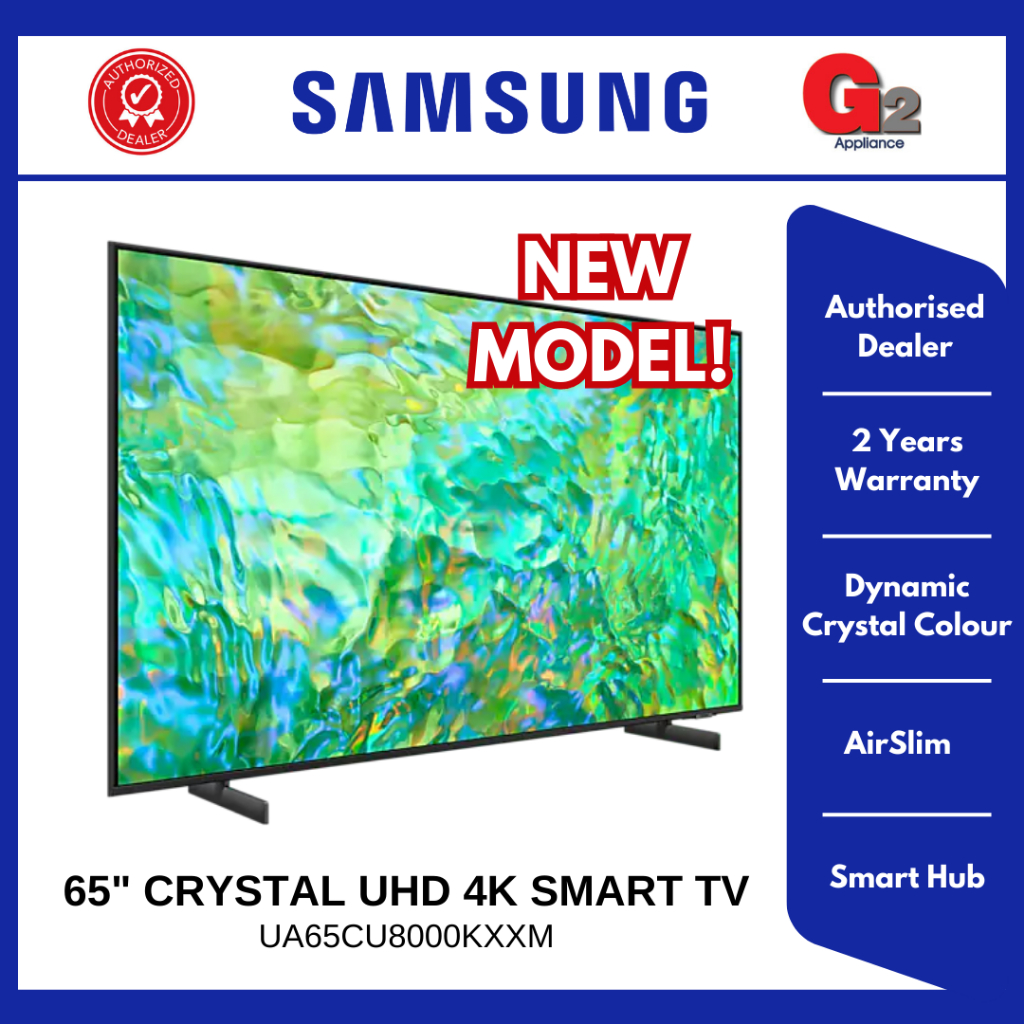 SAMSUNG [NEW 2023+AUTHORISED DEALER] 65" CU8000 CRYSTAL UHD 4K SMART TV UA-65CU8000KXXM ...