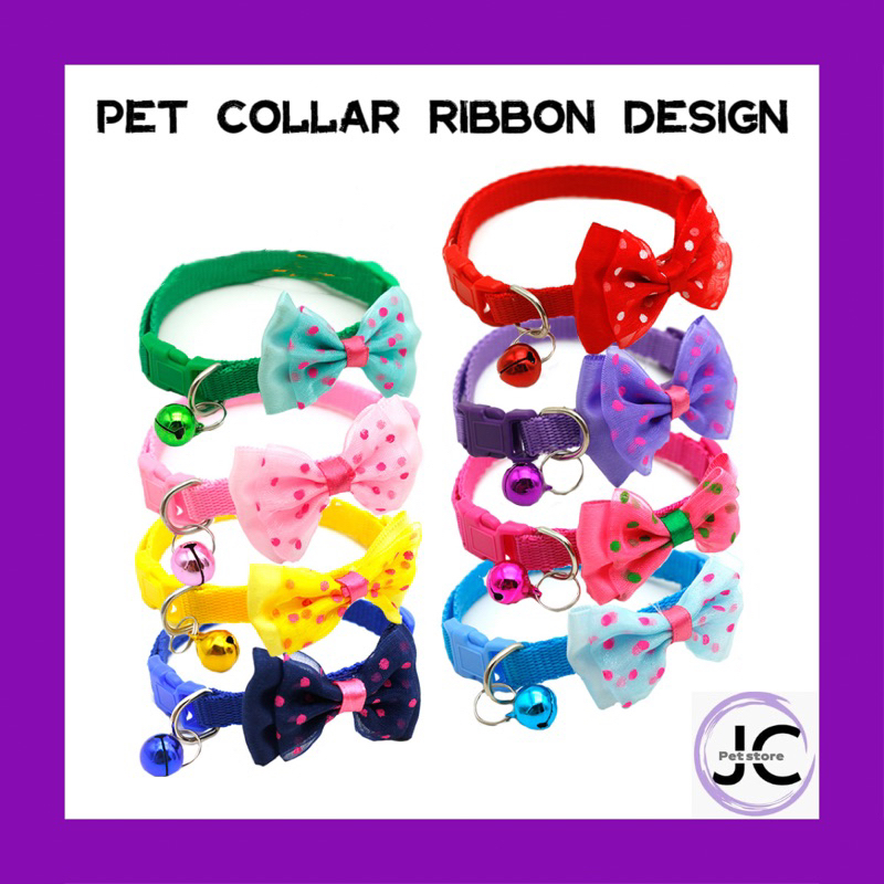 (CN00179) Pet Collar Ribbon Rantai Kucing Kolar Colorful Ribbon Design ...