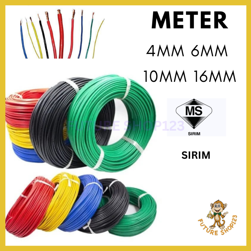 [SIRIM] 4mm 6mm 10mm 16mm 100% (METER) Copper Cable Link PVC Cable PVC ...