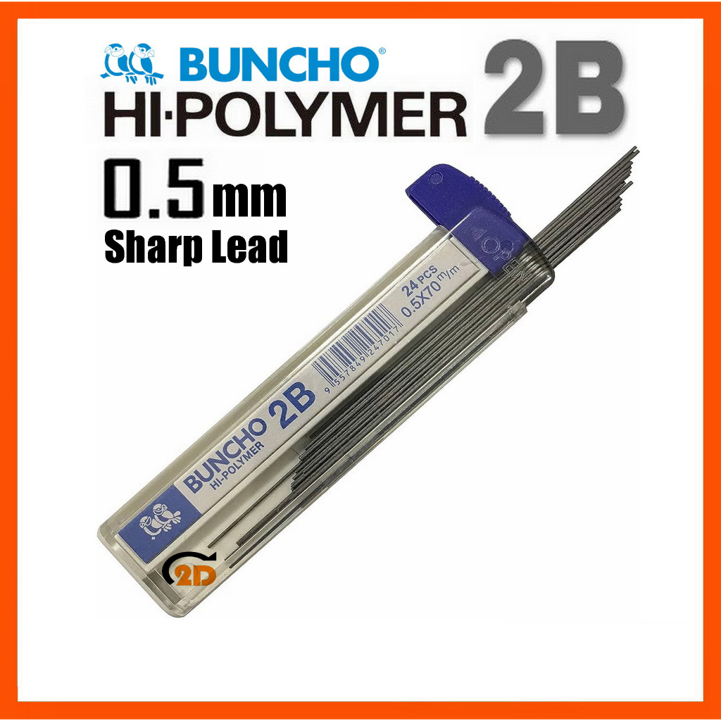 Buncho Hi Polymer 2B Mechanical Pencil Lead Sharp Lead 0.5mm x 70mm 2B ...