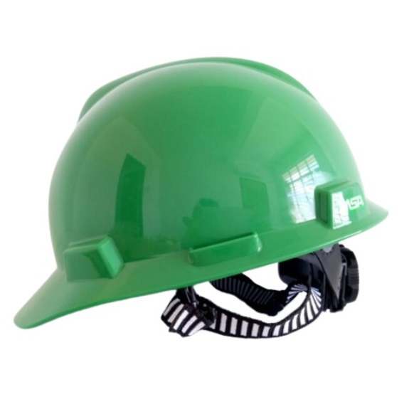 MSA Helmet V-Gard Safety Helmet With Fas Trac Suspension and Zebra Chin ...