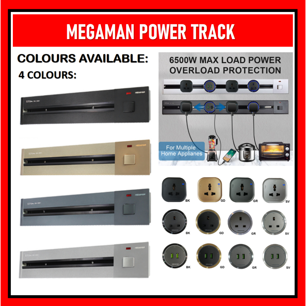[SIRIM] MEGAMAN Power Track Socket SwitchReccesed/Surface 60CM 80CM ...