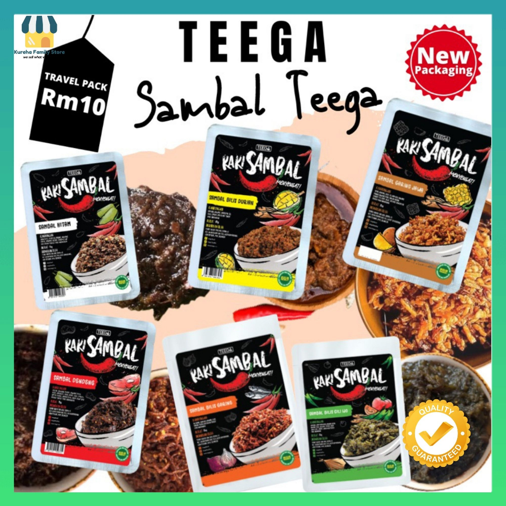 TEEGA SAMBAL Ikan Bilis Garing Sambal Dendeng Sambal Hitam Cili Hijau ...