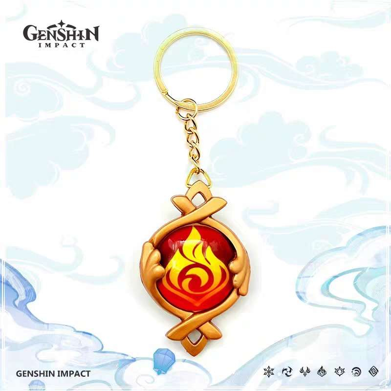 (CLEAR STOCK) Genshin Impact Vision Keychain Keyring 7 Element Fontaine ...