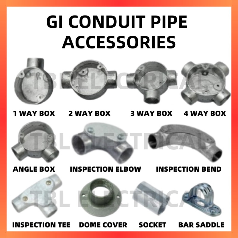 20mm Metal GI Conduit Pipe Accessories Lid Cover / Reducer / Socket ...