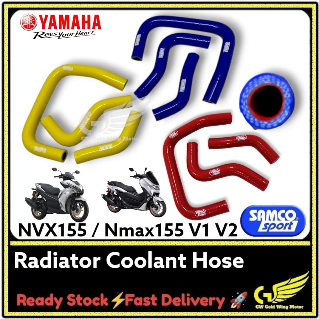 SAMCO YAMAHA NMAX155 NVX155 V1 V2Blue DOUBLE LAYER RADIATOR COOLANT ...