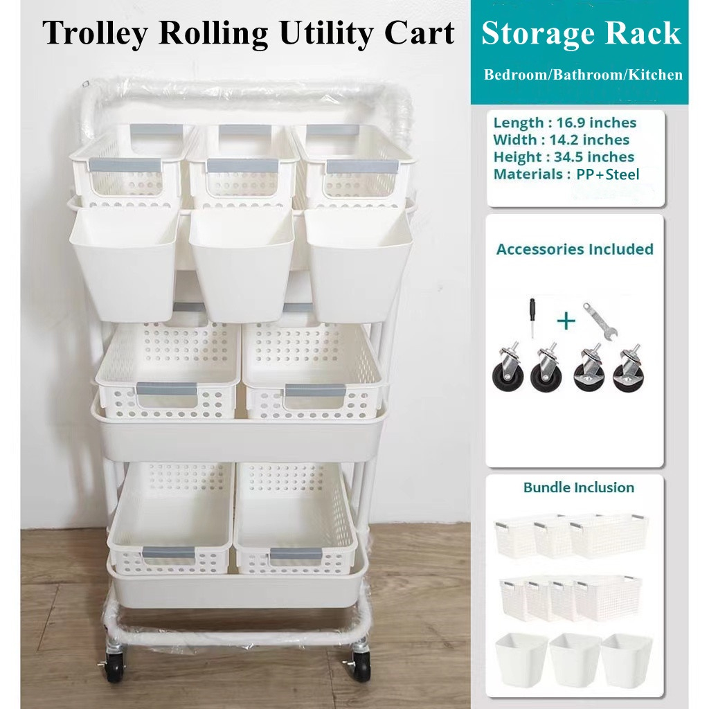 3-Tier Shelf baby trolley Rack Trolley Baby Troli Storage Bayi Trolley ...